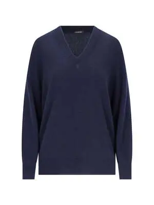 CANESSA 100% Cashmere V-neck Pullover - Blue