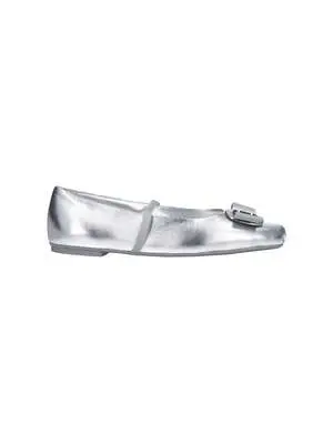 FERRAGAMO Metallic Leather Ballet Flat