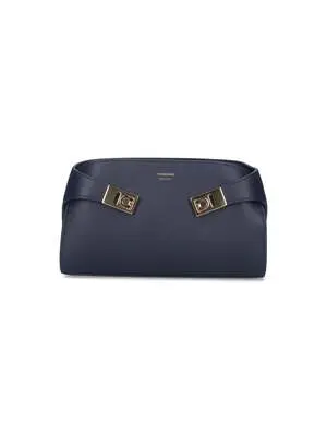 FERRAGAMO Calf Leather Shoulder Bag - Blue
