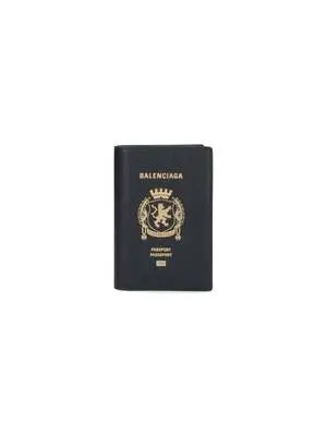 Balenciaga Leather Passport Holder - Black
