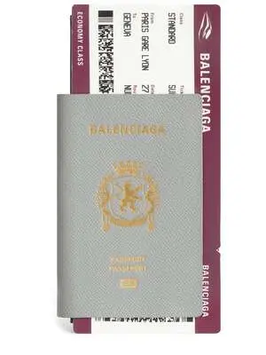 Balenciaga Leather Passport Holder - Grey