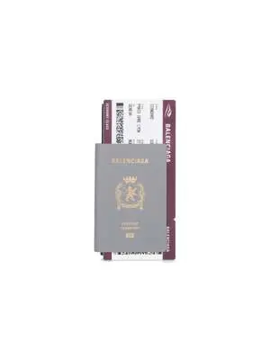 Balenciaga Leather Passport Holder - Grey