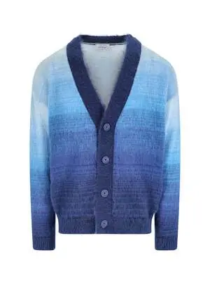 Off-White Mohair-blend V-neck Button Cardigan