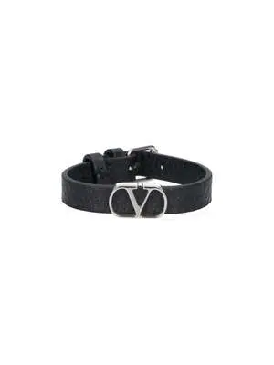 Valentino Garavani Calf Leather Bijoux Bracelet - Black