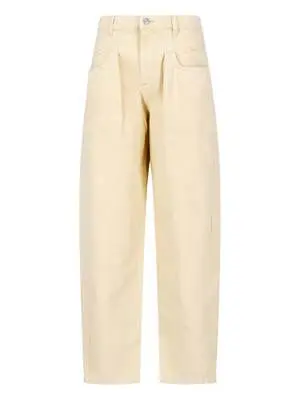 Isabel Marant Étoile Pleated Straight Leg Jeans - Cream