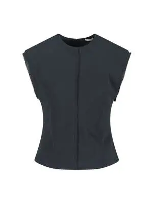 AMI Paris Viscose-blend Stretch Top - Grey