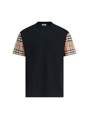 Burberry Checked Sleeve Cotton T-shirt