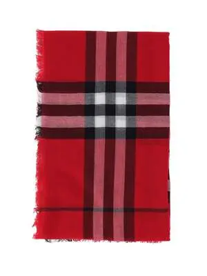 Burberry Burberry Plaid Fringe Scarf Red