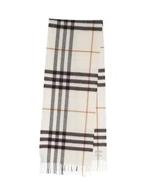 Burberry Burberry Plaid Fringe Scarf White