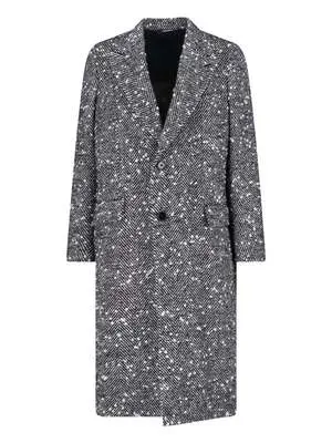 Dolce & Gabbana Herringbone Single-breasted Long Coat