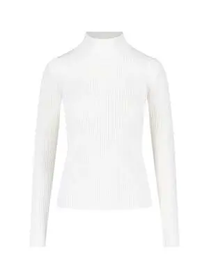 COURREGES Ribbed High Neck Sweater - White