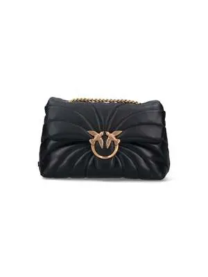 Pinko Leather Shoulder Bag With Cotton Outer