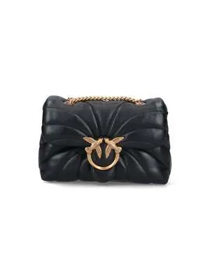 Pinko Quilted Leather Mini Shoulder Bag With Chain Strap - Black