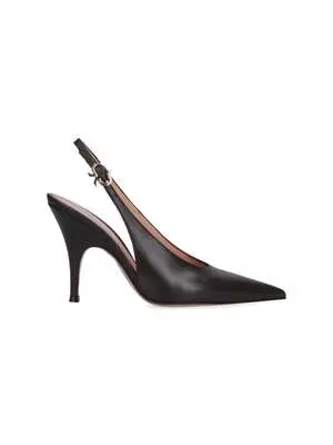 GIANVITO ROSSI Leather Heeled Slingback Pumps - Brown