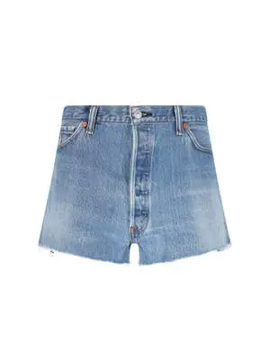 RE/DONE 100% Cotton Denim Shorts - Blue