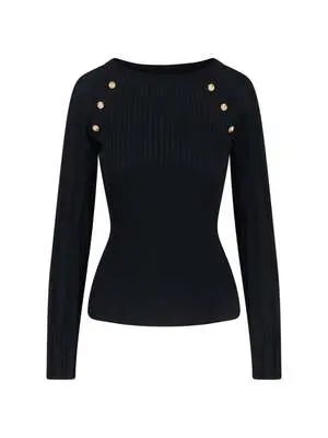 Balmain Ribbed Knit Sweater With Button Detailing