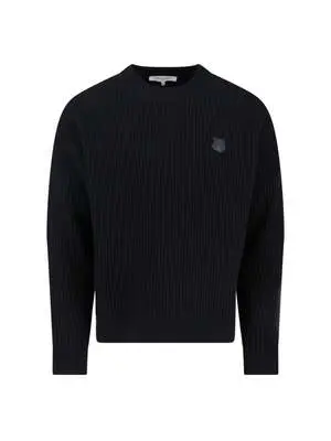 Maison Kitsuné Merino Wool Knit Sweater - Black