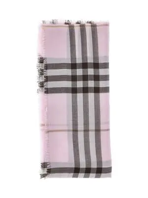 Burberry Plaid Fringe Scarf - Pink