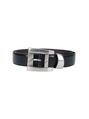 Versace Calf Leather Belt With Silver Tone Buckle - Black