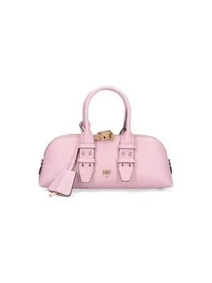 Pinko Structured 100% Leather Shoulder Bag - Pink