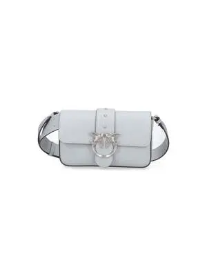 Pinko Leather Shoulder Bag With Signature Clasp - Grey