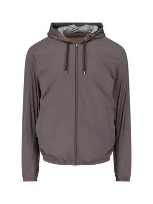 Herno Zip-up Hooded Jacket - Brown