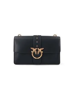 Pinko Leather Shoulder Bag With Gold Tone Detail - Black