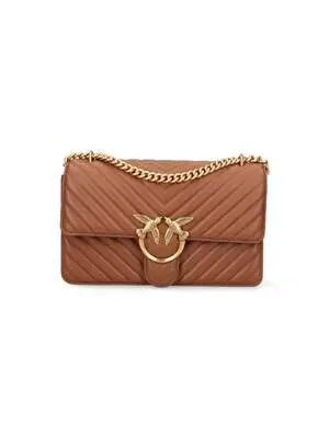 Pinko Quilted Leather Crossbody Bag With Chain Strap - Brown