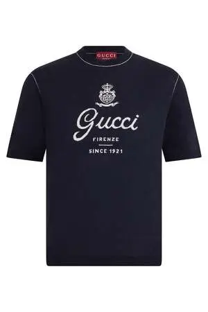 Gucci Wool Short-sleeve Sweater With Chest Logo