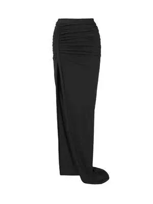 Rick Owens Ruched Slit Maxi Skirt - Black