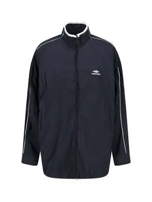 Balenciaga Zip-up Textured Track Jacket - Black