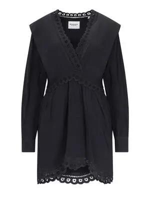 MARANT ETOILE Embroidered Viscose Mini Dress For - Black