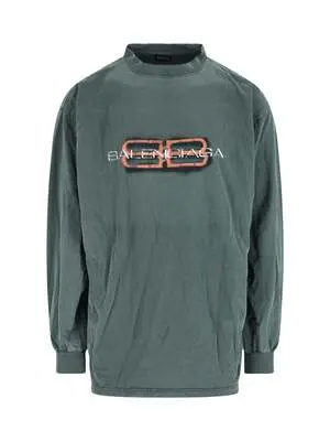 Balenciaga 100% Cotton Logo T-shirt - Green