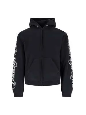 Balenciaga Zip-up Hoodie With Graphic Sleeve Detail