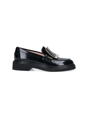 ROGER VIVIER Patent Leather Platform Loafers With Metal Bit Detail