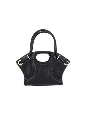 Balmain Quilted Top Handle Bag - Black