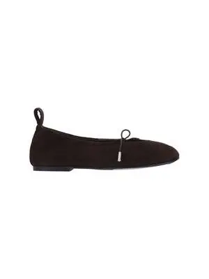 ALOHAS 100% Cow Suede Flat Ballet Shoes - Brown