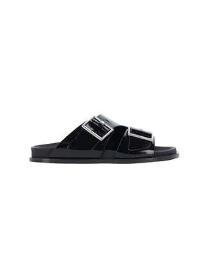 ALOHAS Minimal Leather Buckled Sandals - Black