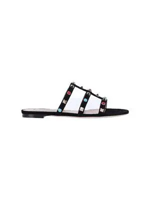 Valentino Garavani Flat Buckled Leather Sandals - Black