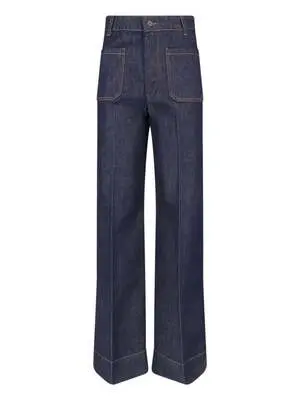 Victoria Beckham Tailored 100% Cotton Denim Jeans - Blue