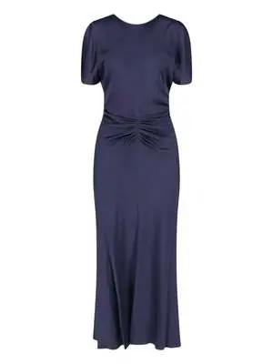 Victoria Beckham VICTORIA BECKHAM Ruched Satin-Blend Maxi Dress Blue