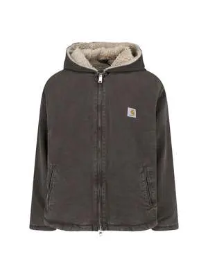Carhartt Work In Progress Cotton Workwear Jacket With Sherpa Lining