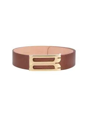 Victoria Beckham Wide Leather Belt With Gold Tone Logo Detail