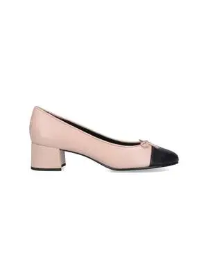 Tory Burch Leather Block Heel Pumps With Bow Detailing - Pink