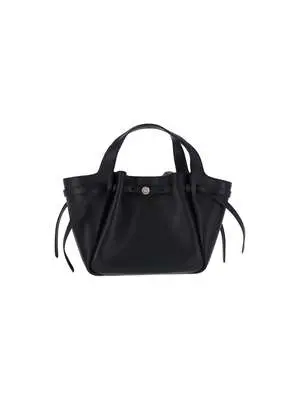 Tory Burch Leather Shoulder Bag With Gold Tone Logo - Black