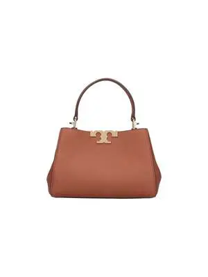 Tory Burch Leather Shoulder Bag With Gold Tone Logo - Brown