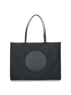 Tory Burch Polyamide-blend Tote Bag With Embossed Logo - Black