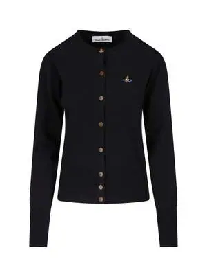VIVIENNE WESTWOOD Cotton Cashmere Crew Neck Cardigan - Black