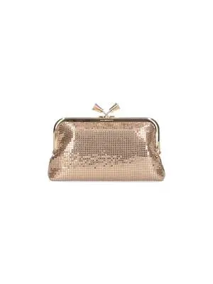 ANYA HINDMARCH Textile Bag With Clasp And Metal Chain Detail - Gold