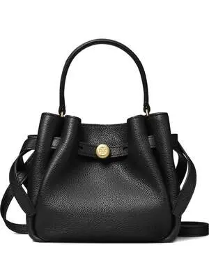 Tory Burch Mini Leather Bucket Handbag - Black